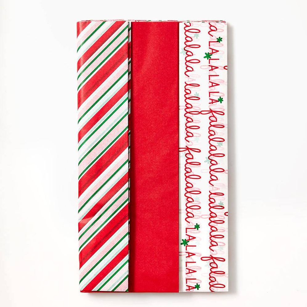 Stripe/Red/Fa la la Tissue Pack S/16